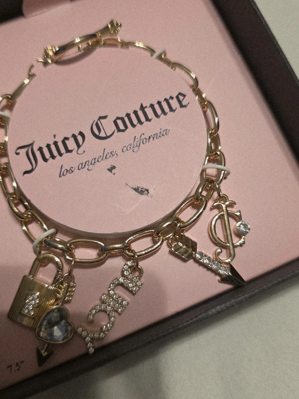 Juicy Couture | Jewelry | Juicy Couture Gold Charm Link Bracelet With ...
